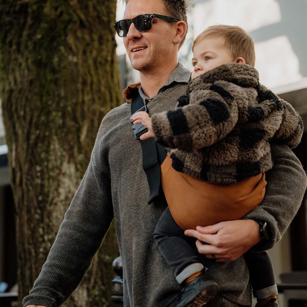 PouchCo Adventurer Ergonomic Toddler Sling Carrier – Nutmeg - The Mom Archive